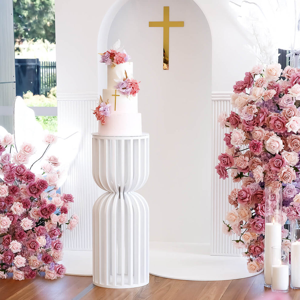 White Slatted Roman Plinth Hire | Event Hire Sydney